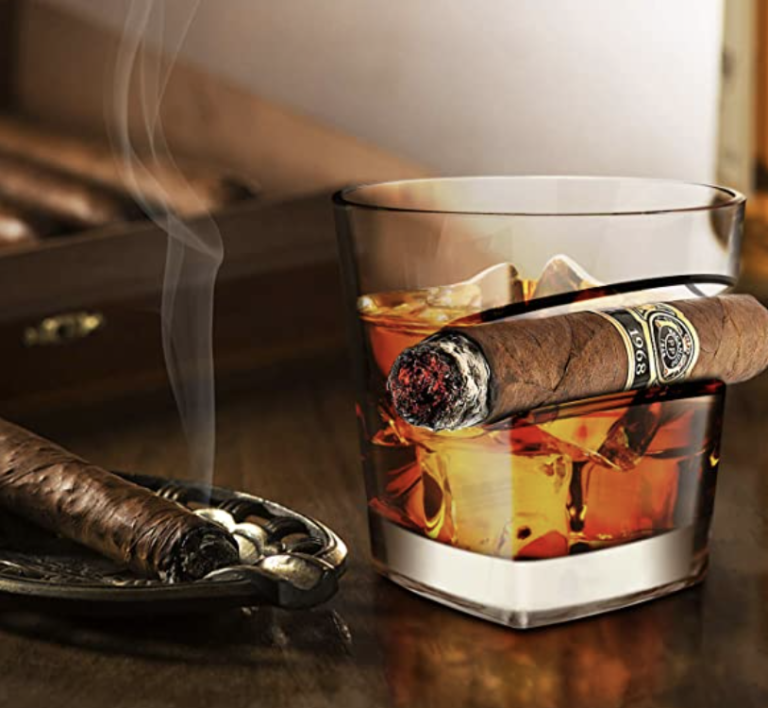 Whiskey Glass with Cigar Holder - Useless Things to Buy!